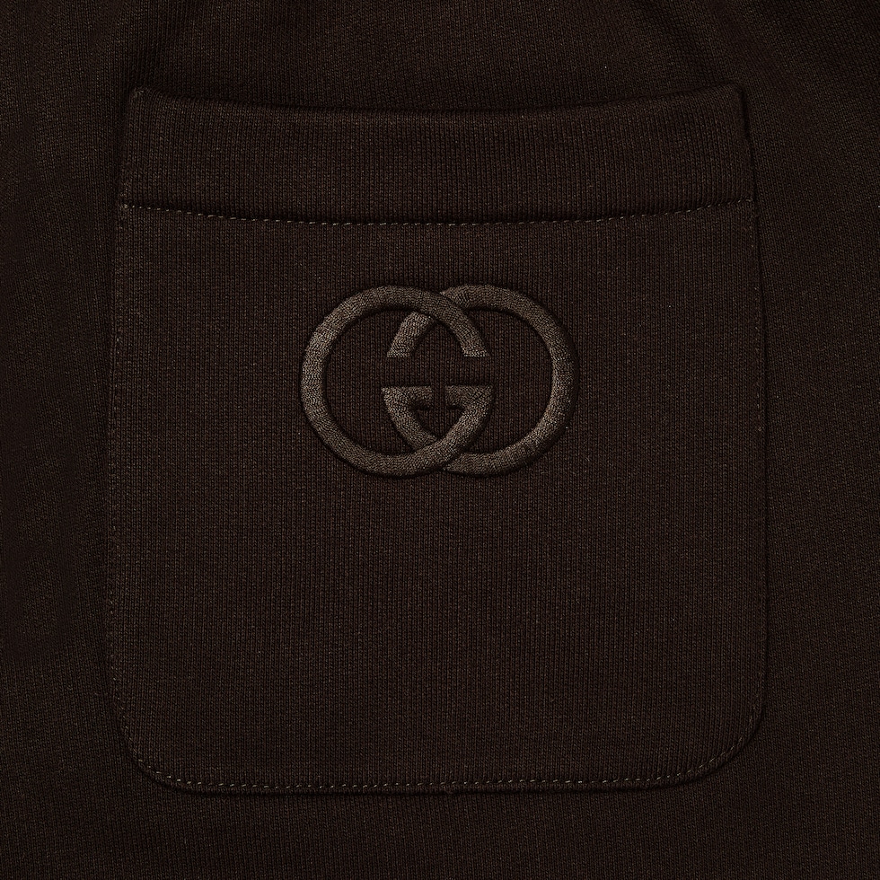 Brushed cotton jersey jogging pant in dark brown | GUCCI® US