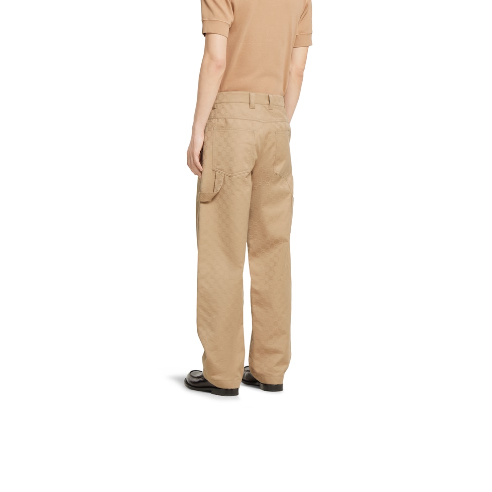 GG cotton gabardine pant in light beige | GUCCI® TH