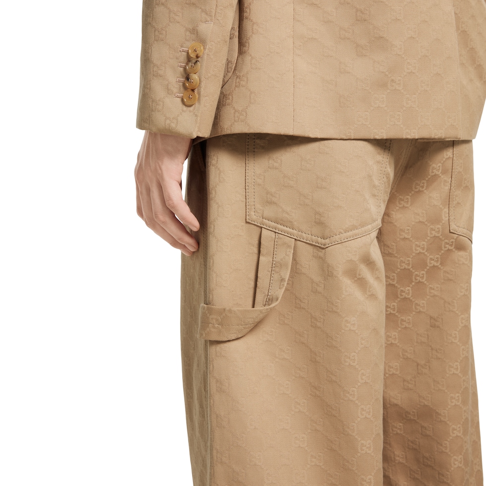 GG cotton gabardine pant in light beige | GUCCI® TH