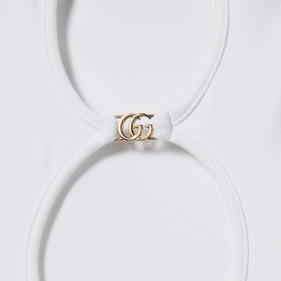 Sparkling stretch jersey swimsuit in white | GUCCI® US