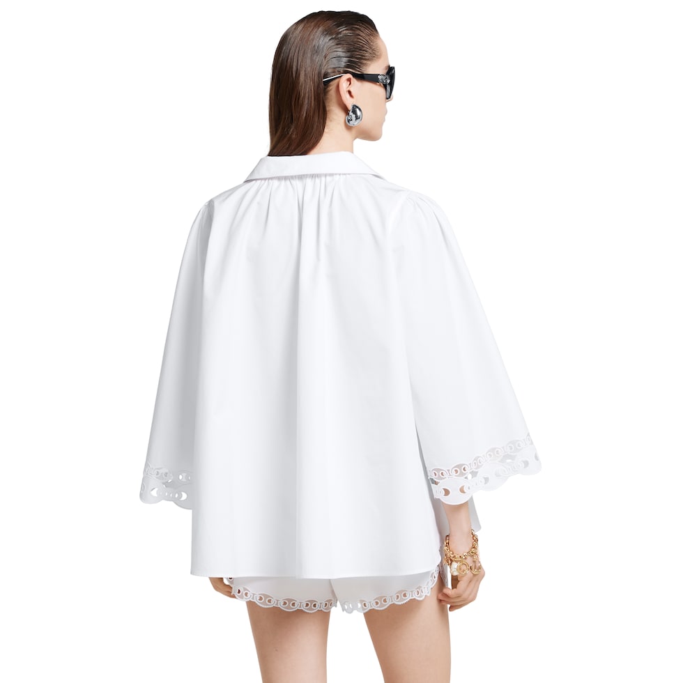Cotton poplin shirt with embroidery in white | GUCCI® US