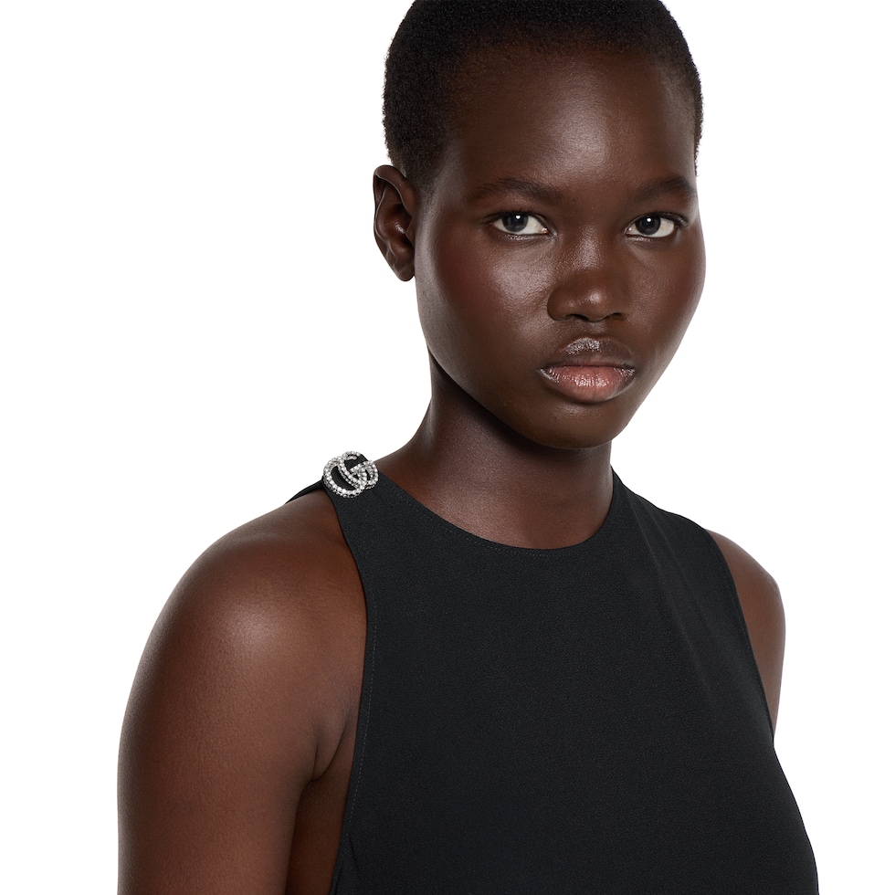 Evening dress with Double G in black | GUCCI® LU