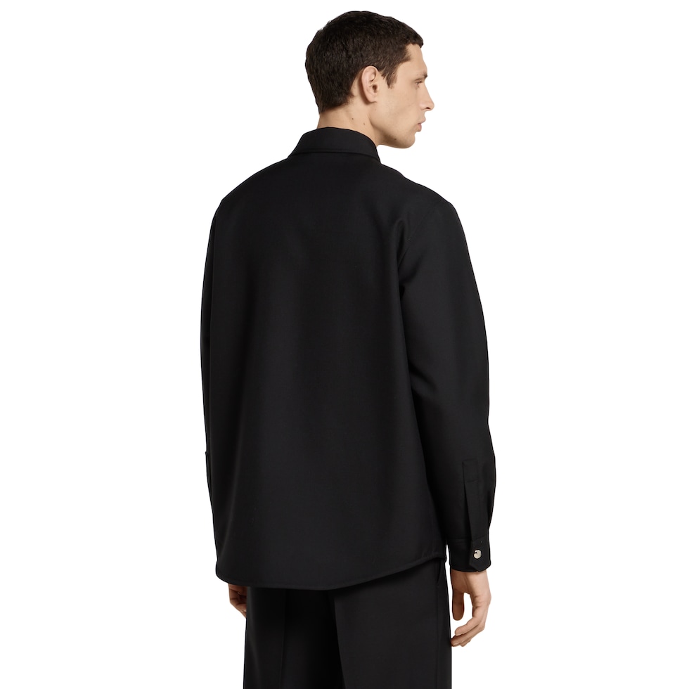 Wool twill zip overshirt in black | GUCCI® IT