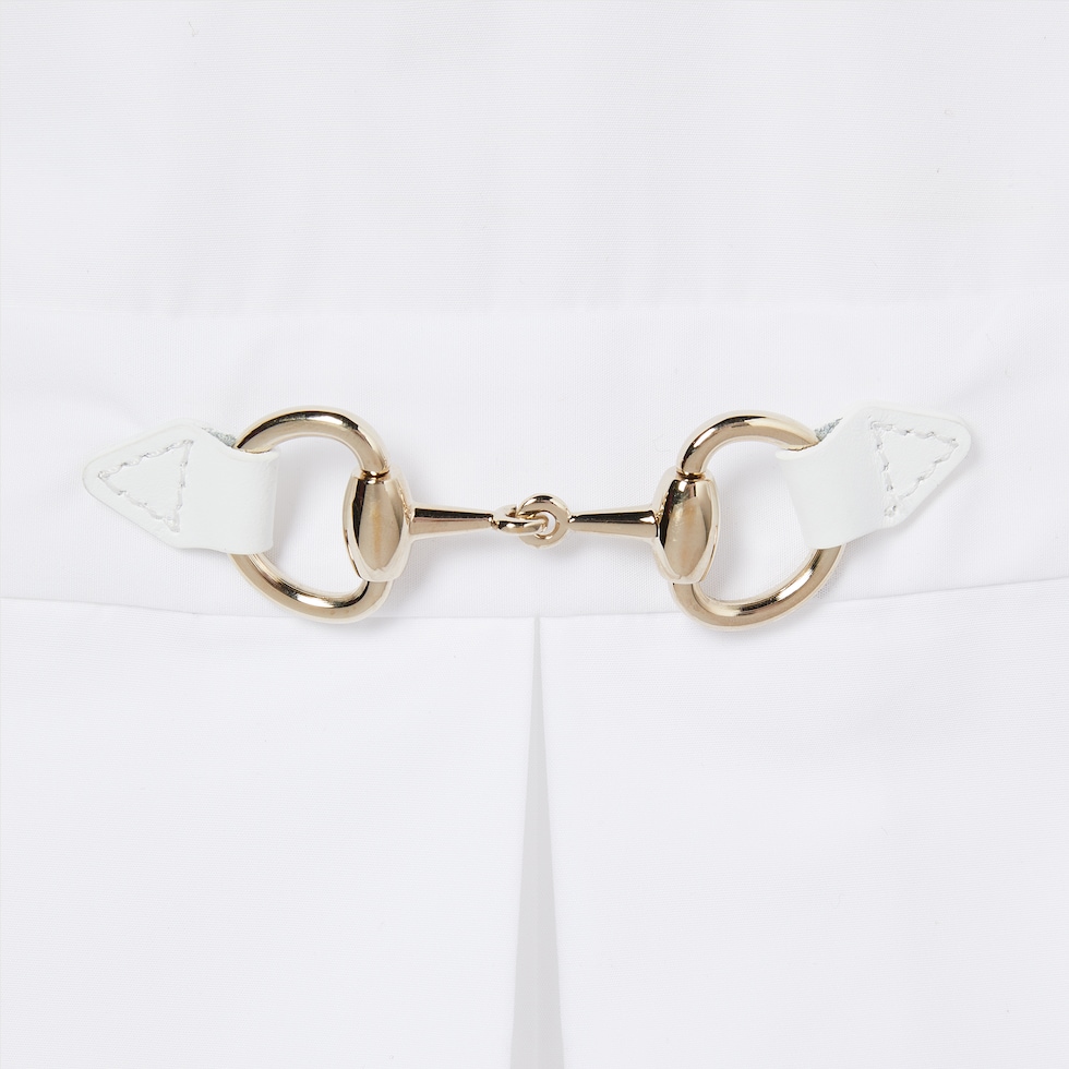 Cotton poplin shirt dress with Horsebit in white | GUCCI® US