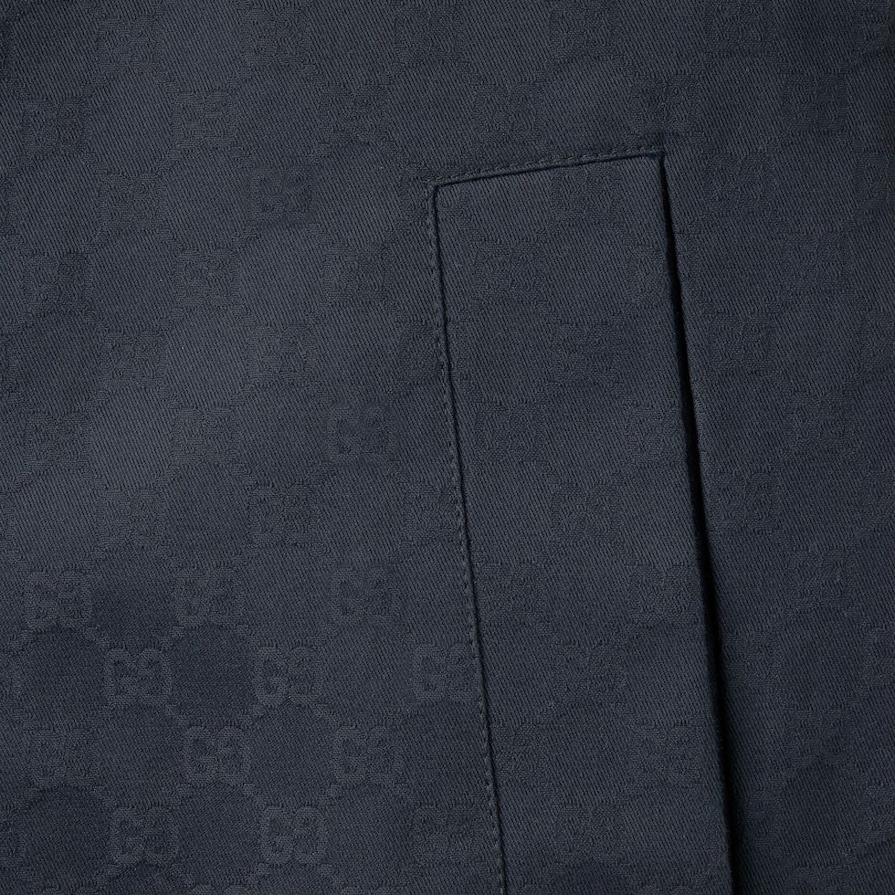 Reversible cotton gabardine zip jacket in dark blue and white | GUCCI® SG