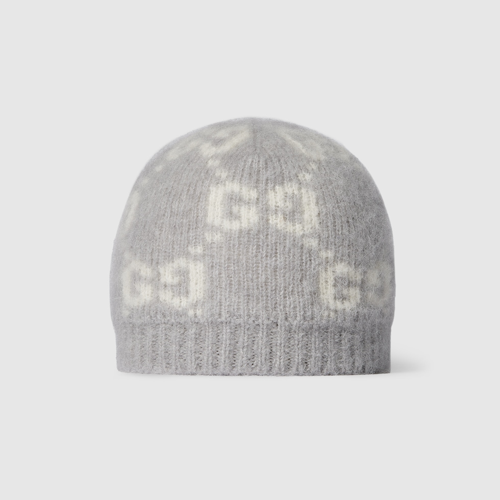 GG alpaca blend hat in light grey and white | GUCCI® SG