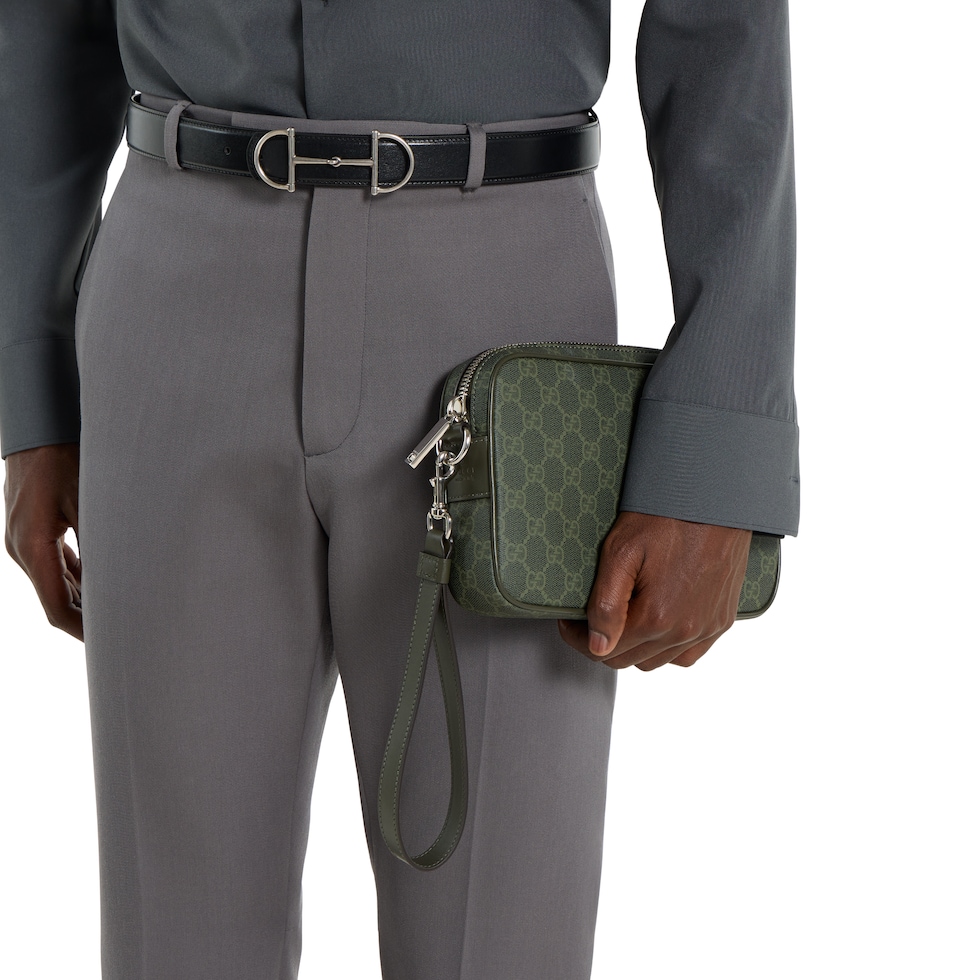 GG Monogram small pouch in forest green GG fabric | GUCCI® ZA