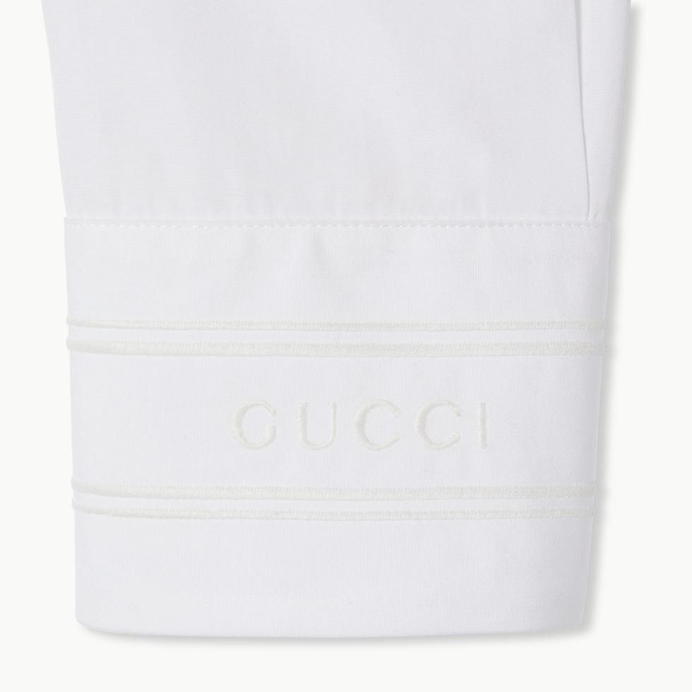 Cotton poplin shirt with embroidery in white | GUCCI® US