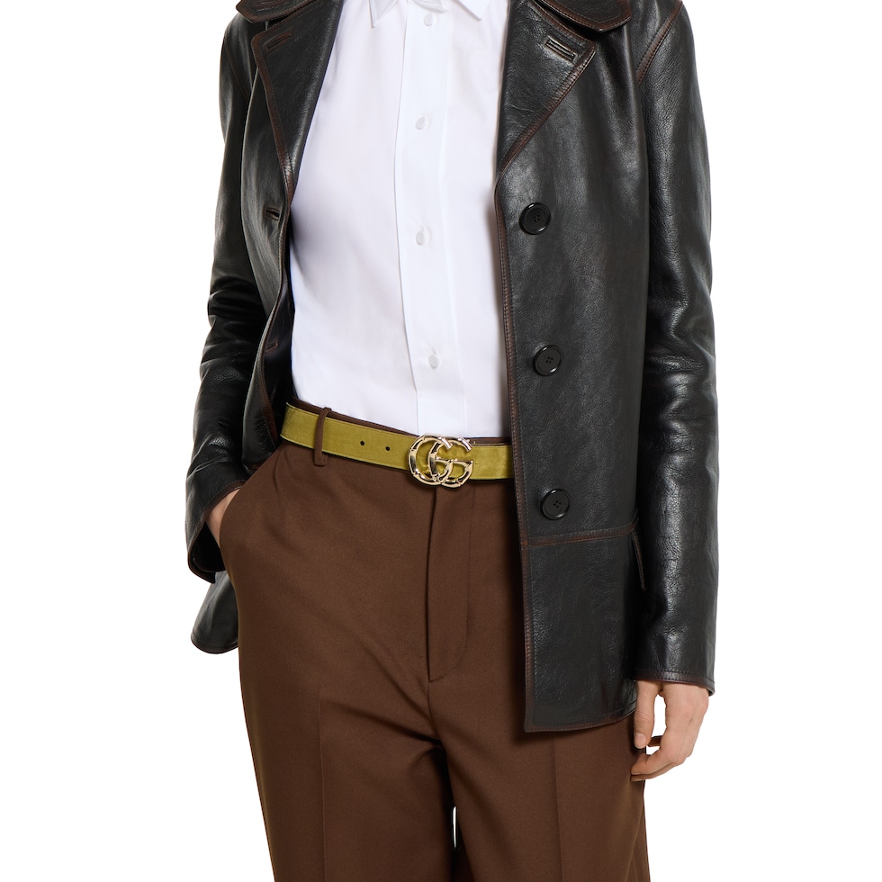 Cinturón GG Marmont en ante verde oliva | GUCCI® ES