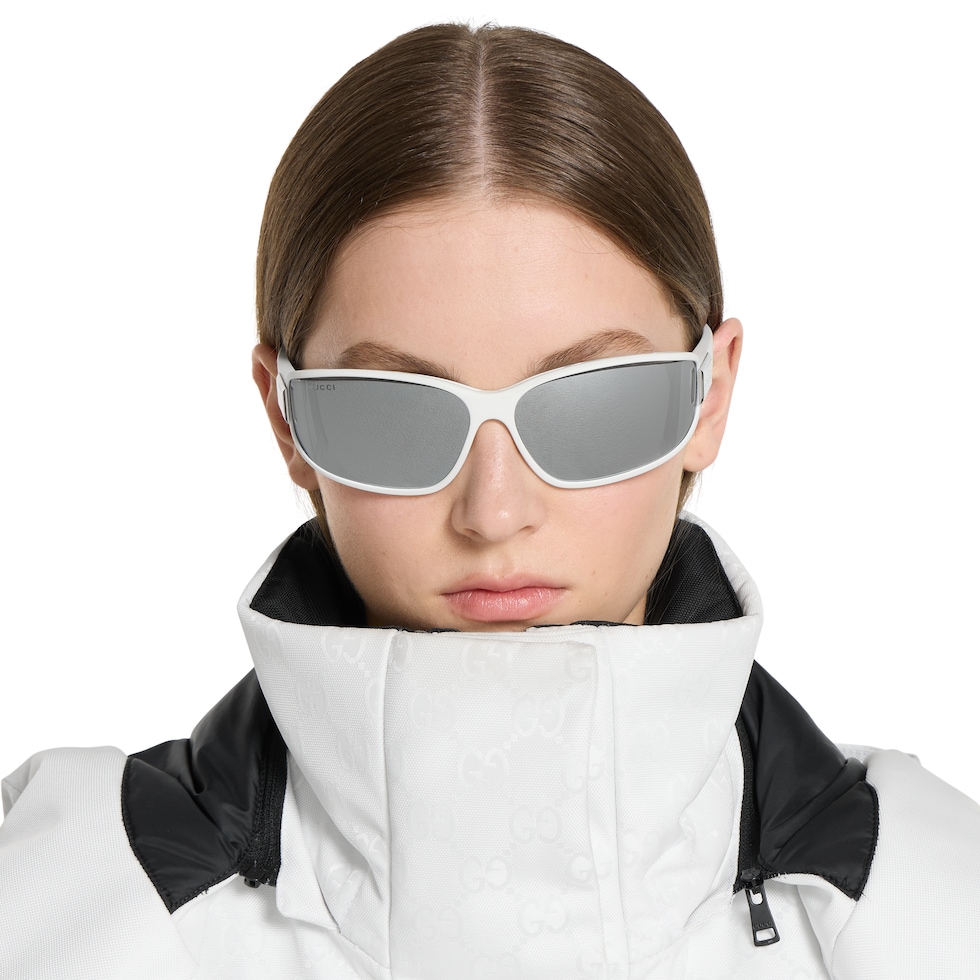Rectangular frame sunglasses in white | GUCCI® US