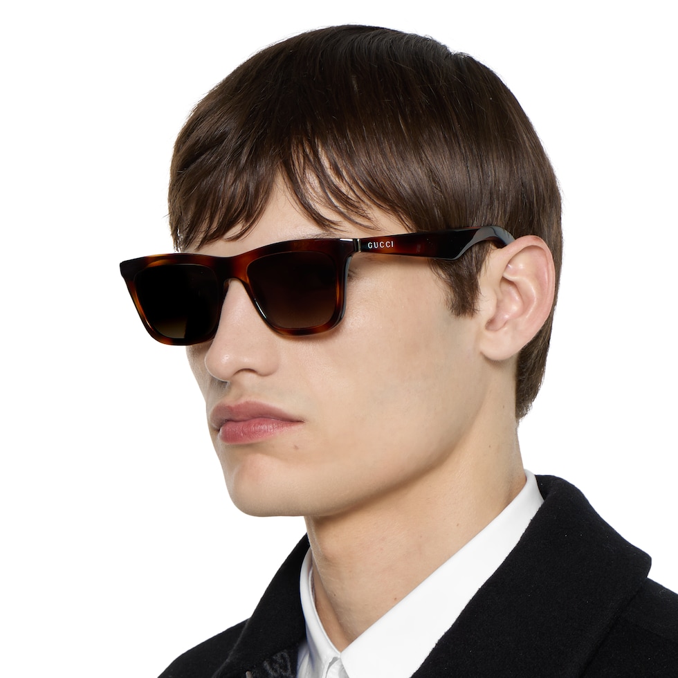 Rectangular frame sunglasses in light brown | GUCCI® US