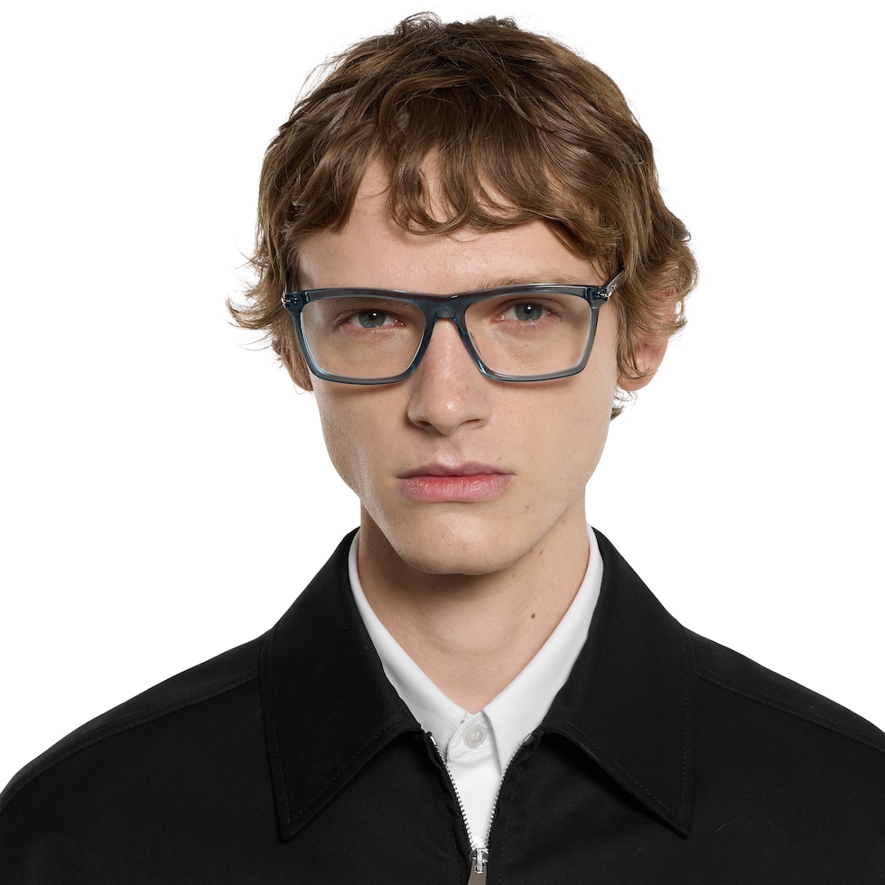 Rectangular optical frame in transparent petrol blue | GUCCI® US