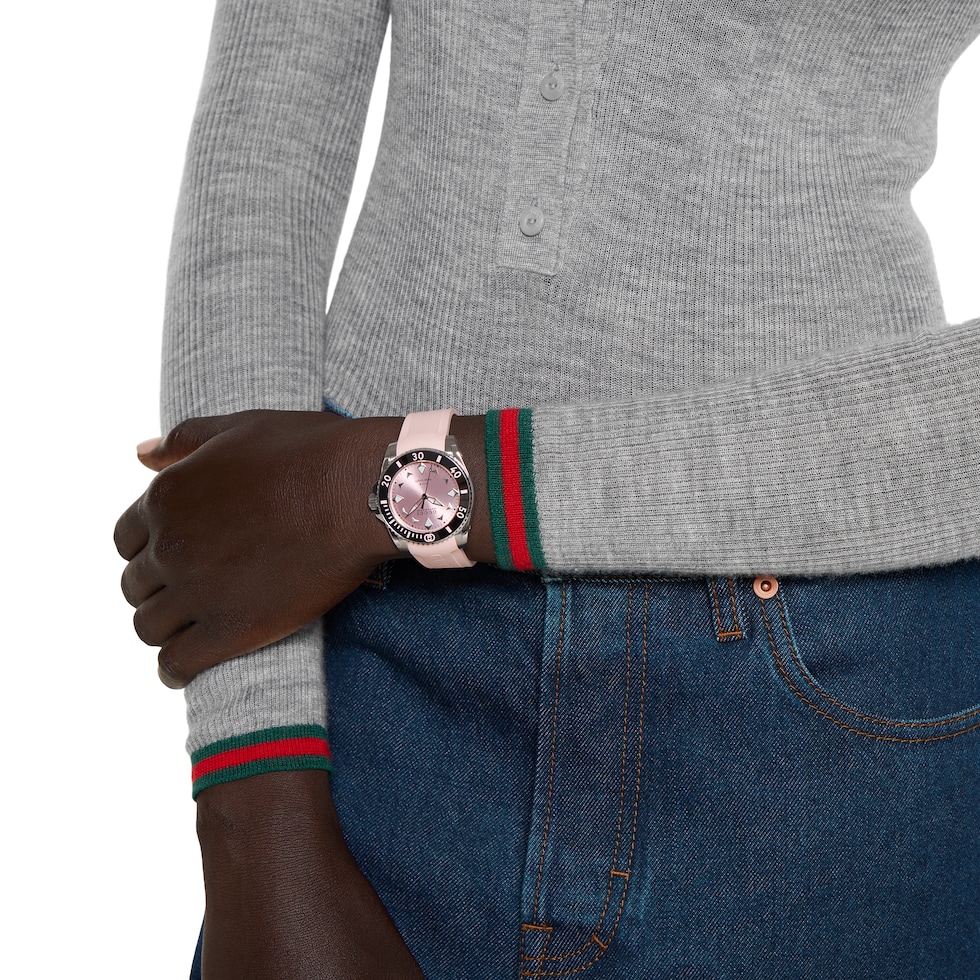 Gucci Dive watch, 36mm in pink rubber | GUCCI® US