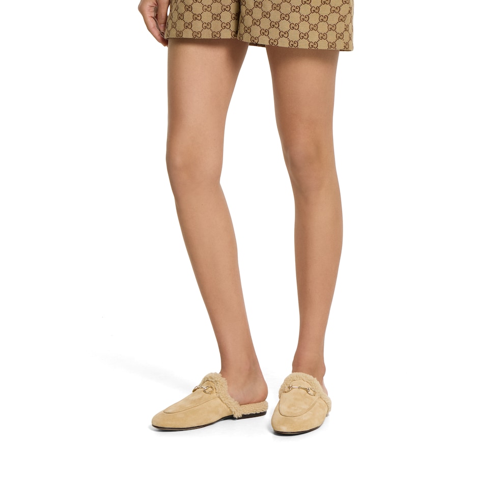 Women's Princetown slipper in beige suede | GUCCI® CA
