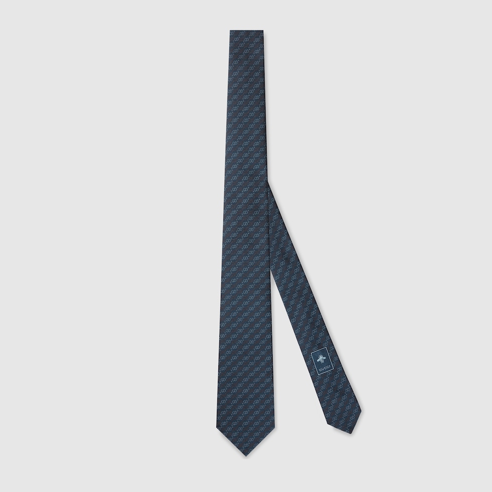GG silk jacquard tie in blue and light blue | GUCCI® SG