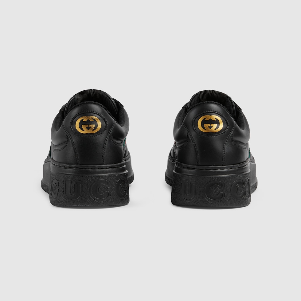 Men's chunky sneaker in black leather | GUCCI® UK