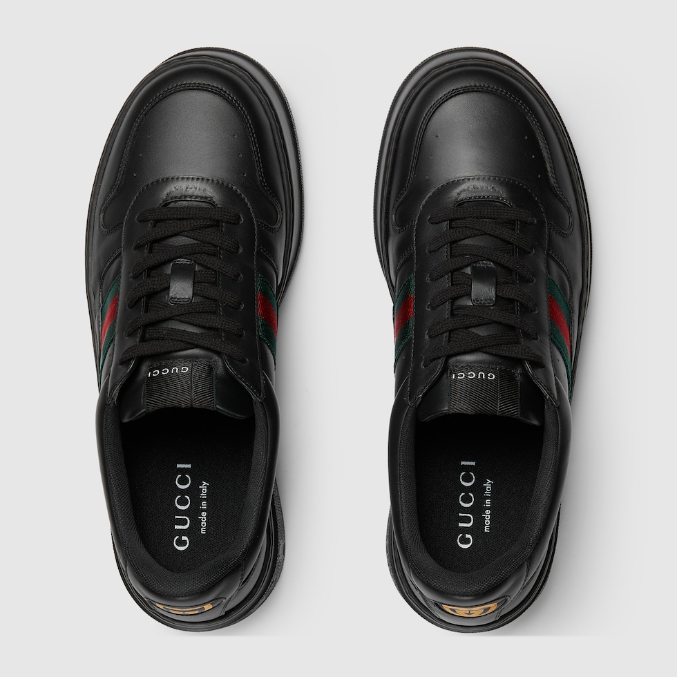Men's chunky sneaker in black leather | GUCCI® UK