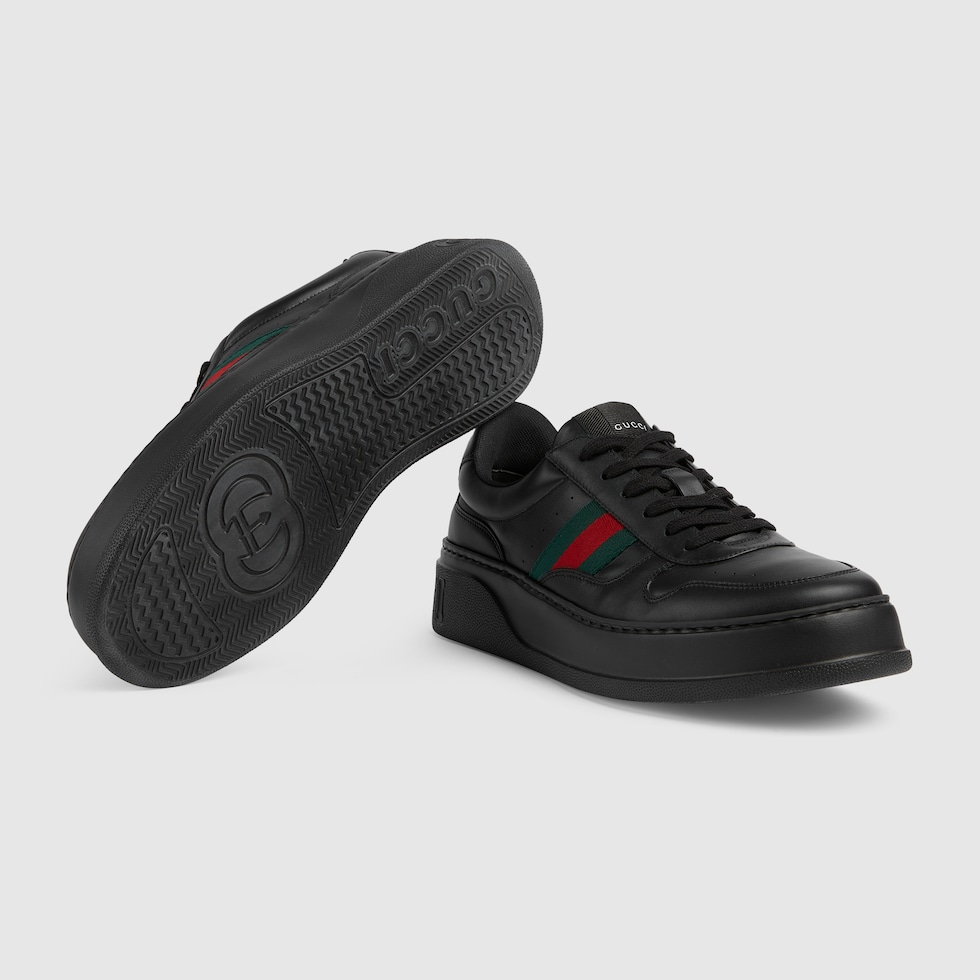 Men's chunky sneaker in black leather | GUCCI® UK