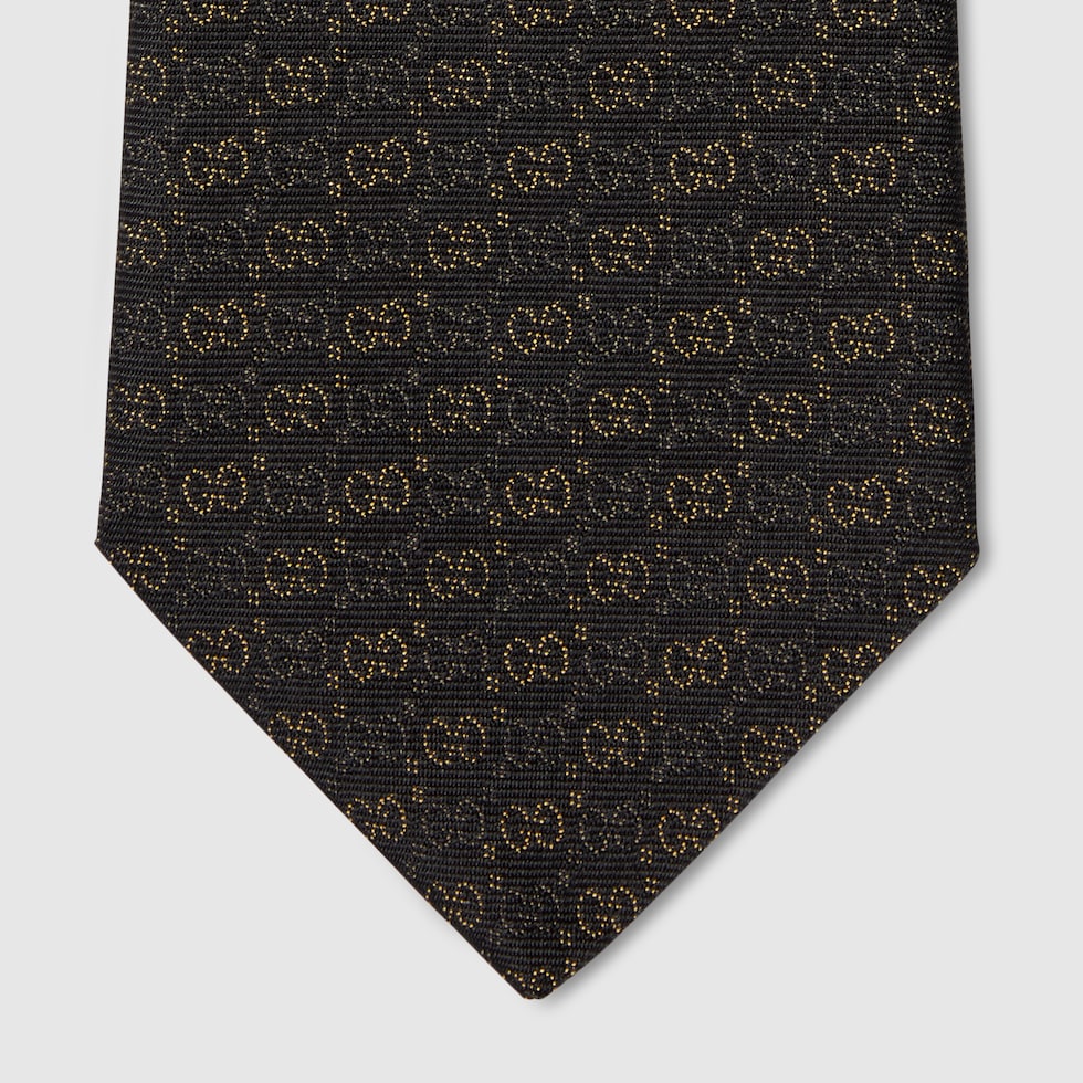 GG silk jacquard tie in black and yellow | GUCCI® US