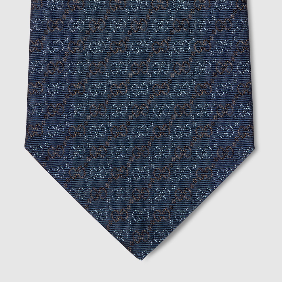 GG silk jacquard tie in blue and light blue | GUCCI® AU