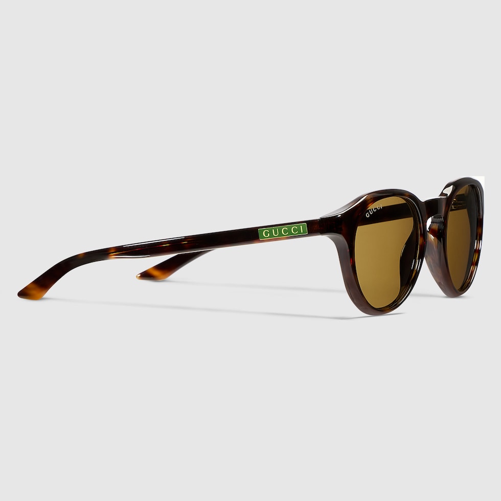 Round frame sunglasses in brown tortoiseshell | GUCCI® US