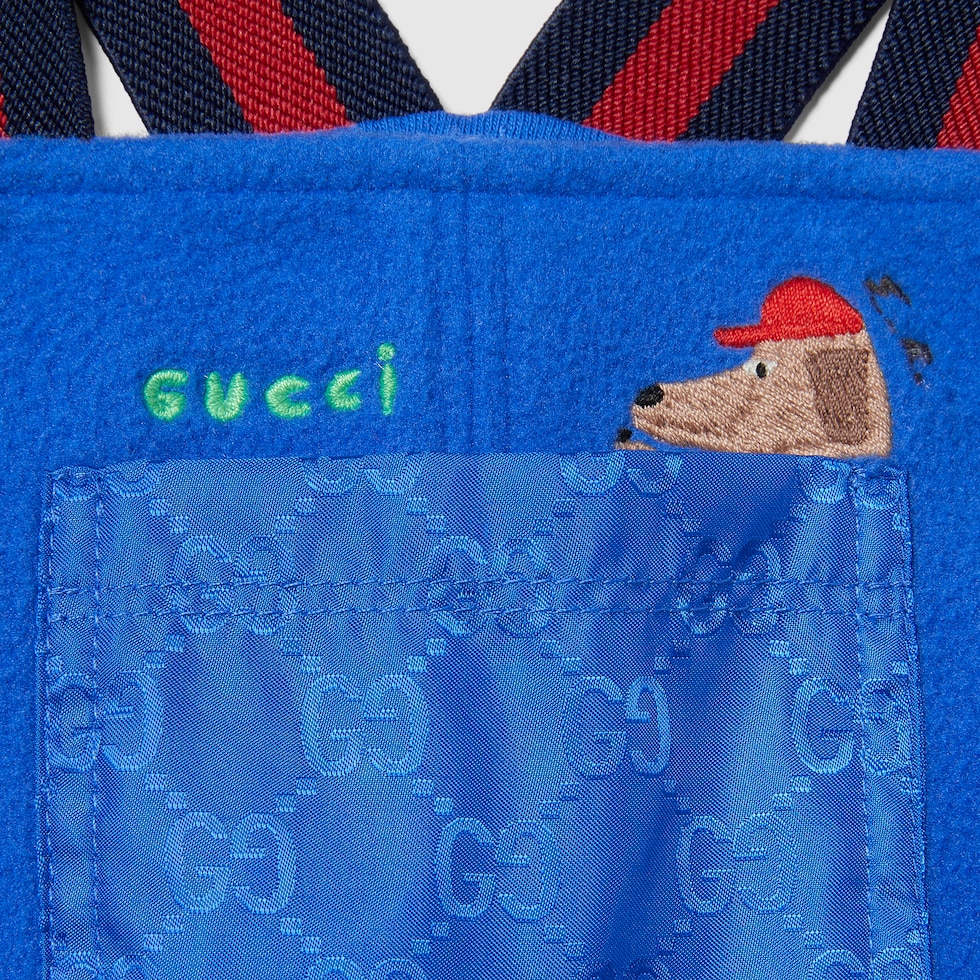 Baby fleece overall in blue | GUCCI® AE