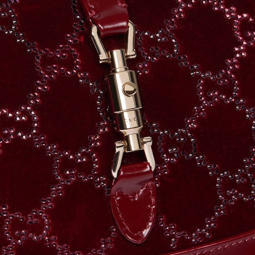 Gucci Jackie 1961 crystals mini bag in Rosso Ancora red velvet | GUCCI® UK