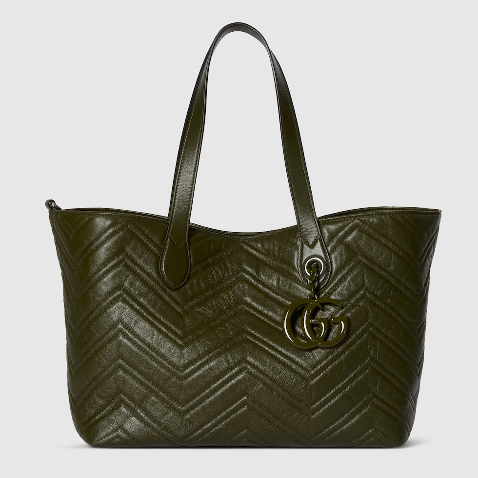 GG Marmont medium tote bag in forest green leather | GUCCI® SG