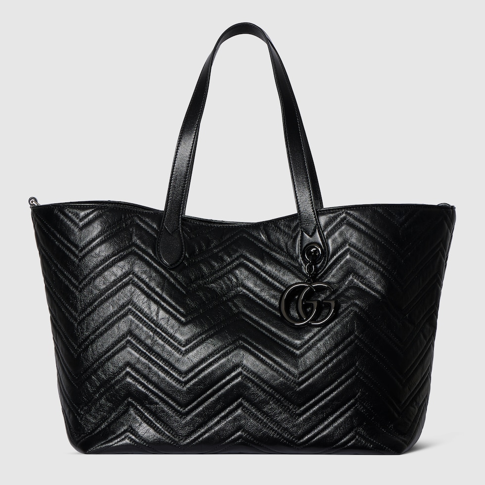 GG Marmont large tote bag in black leather | GUCCI® TH