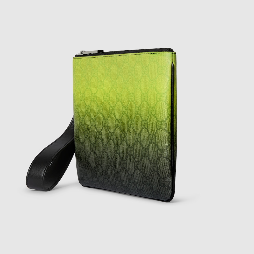 Gucci Chroma small pouch in lime and black fabric | GUCCI® SG