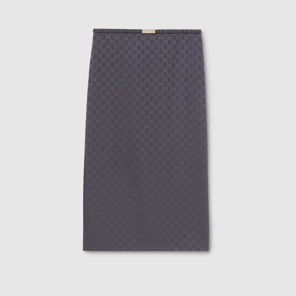 GG cotton silk jacquard skirt in dark grey | GUCCI® SG