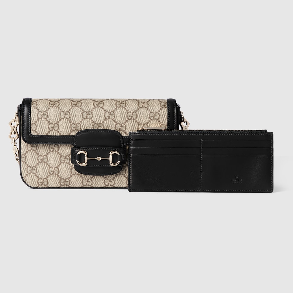 Gucci Horsebit 1955 Soft small shoulder bag in beige and dark brown ...