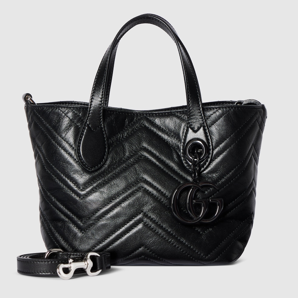 GG Marmont small tote bag in black leather | GUCCI® UK