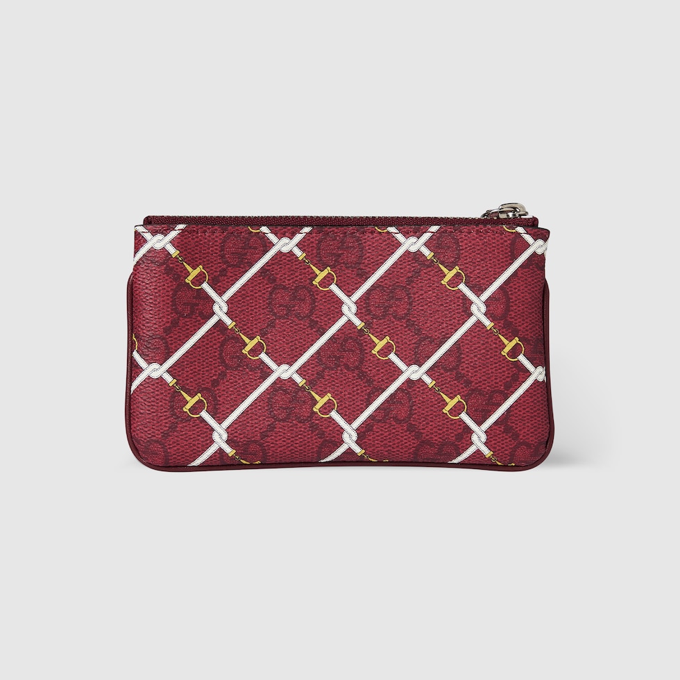 Printed GG key pouch in red and pink GG fabric | GUCCI® NL
