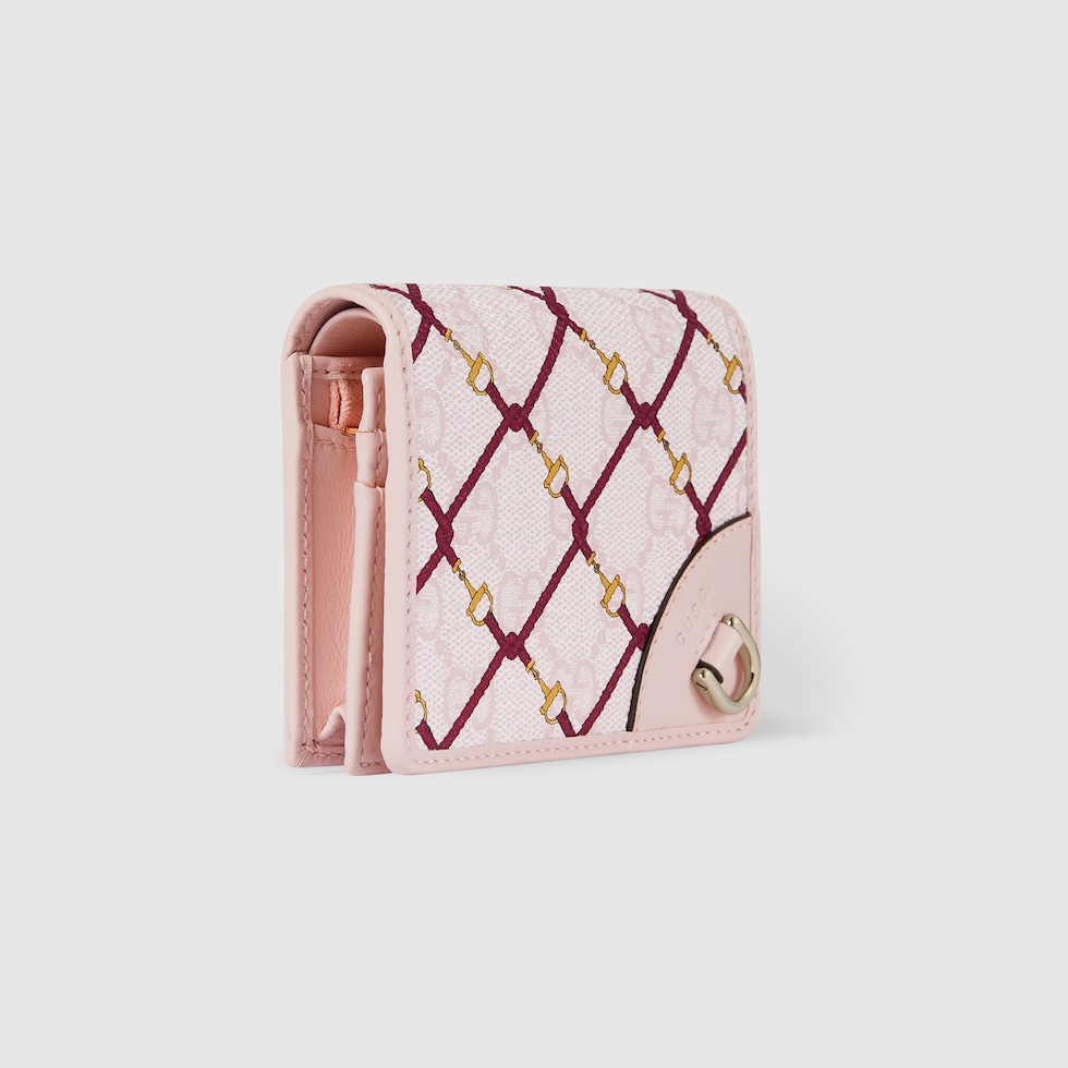 Printed GG card case in pink and red GG fabric | GUCCI® US