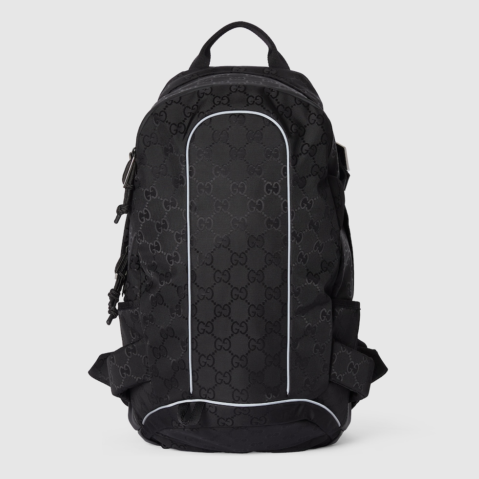 Small backpack in black GG nylon jacquard | GUCCI® CA
