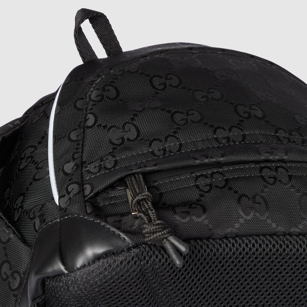 Small backpack in black GG nylon jacquard | GUCCI® CA