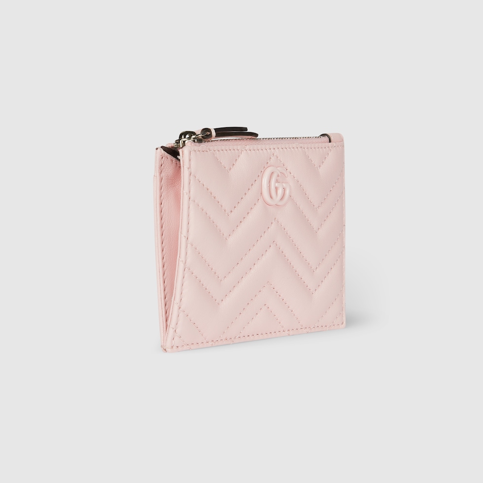 Étui à clés zippé GG Marmont en cuir rose | GUCCI® CA