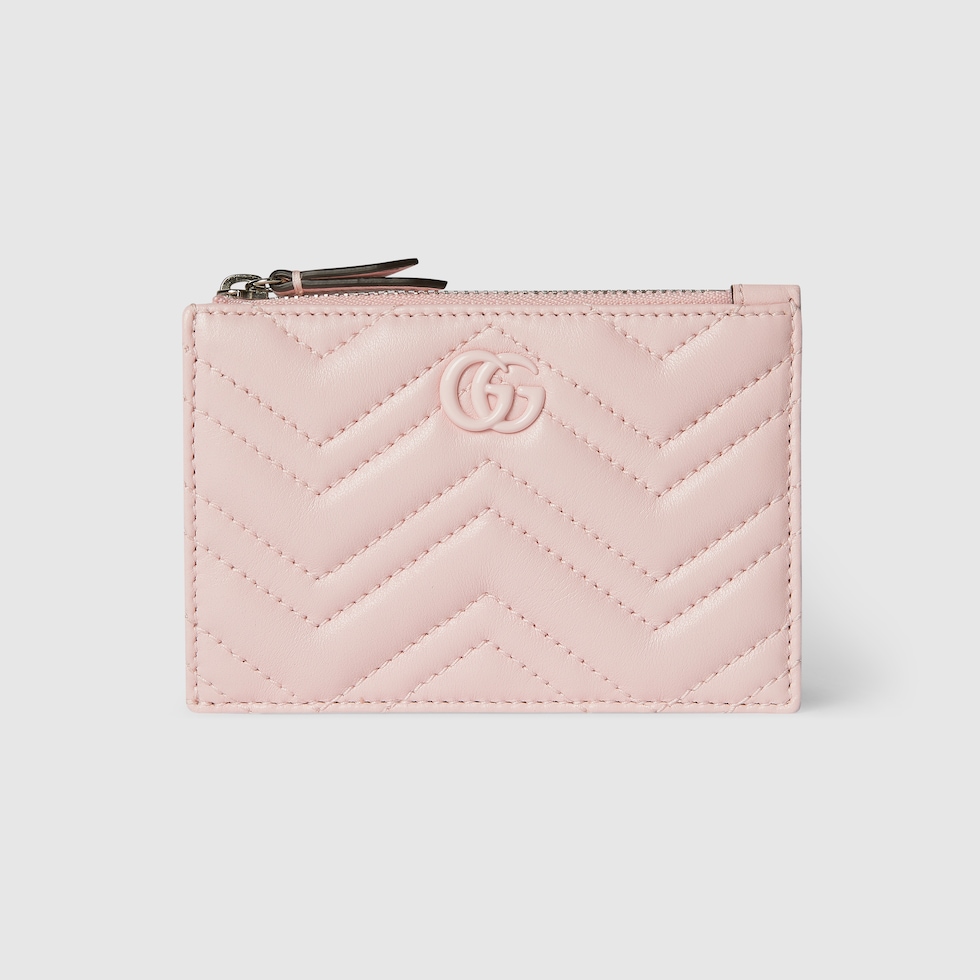 GG Marmont zip key pouch in pink leather | GUCCI® CA
