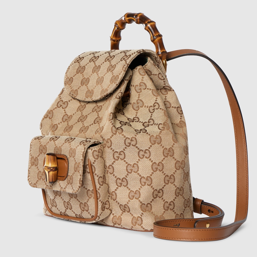 Bamboo small backpack in beige and brown GG canvas | GUCCI® SG