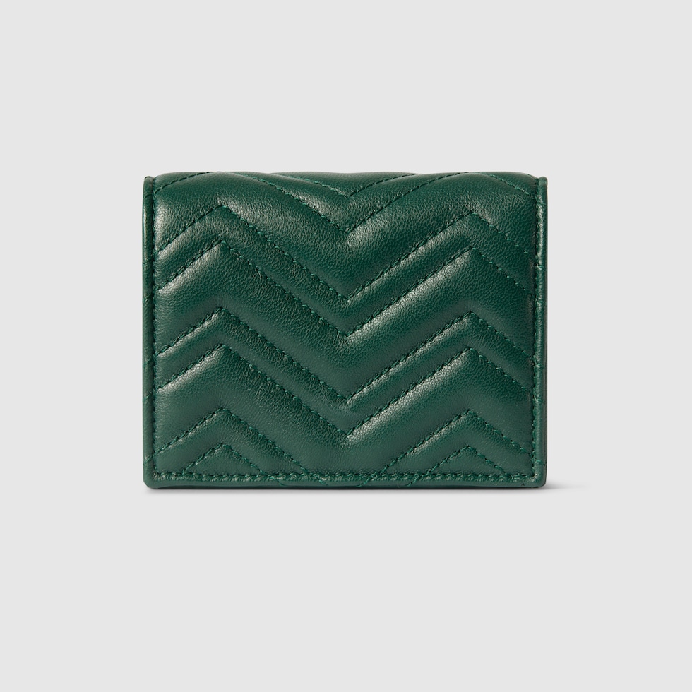 GG Marmont card case wallet in green leather | GUCCI® US