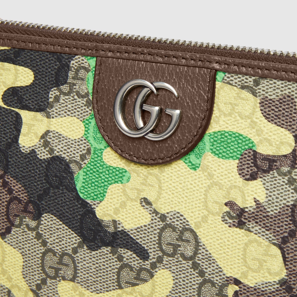 GG pouch in green and yellow GG fabric | GUCCI® US
