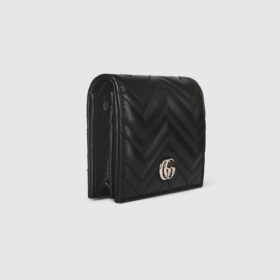 GG Marmont card case wallet in black leather | GUCCI® ES