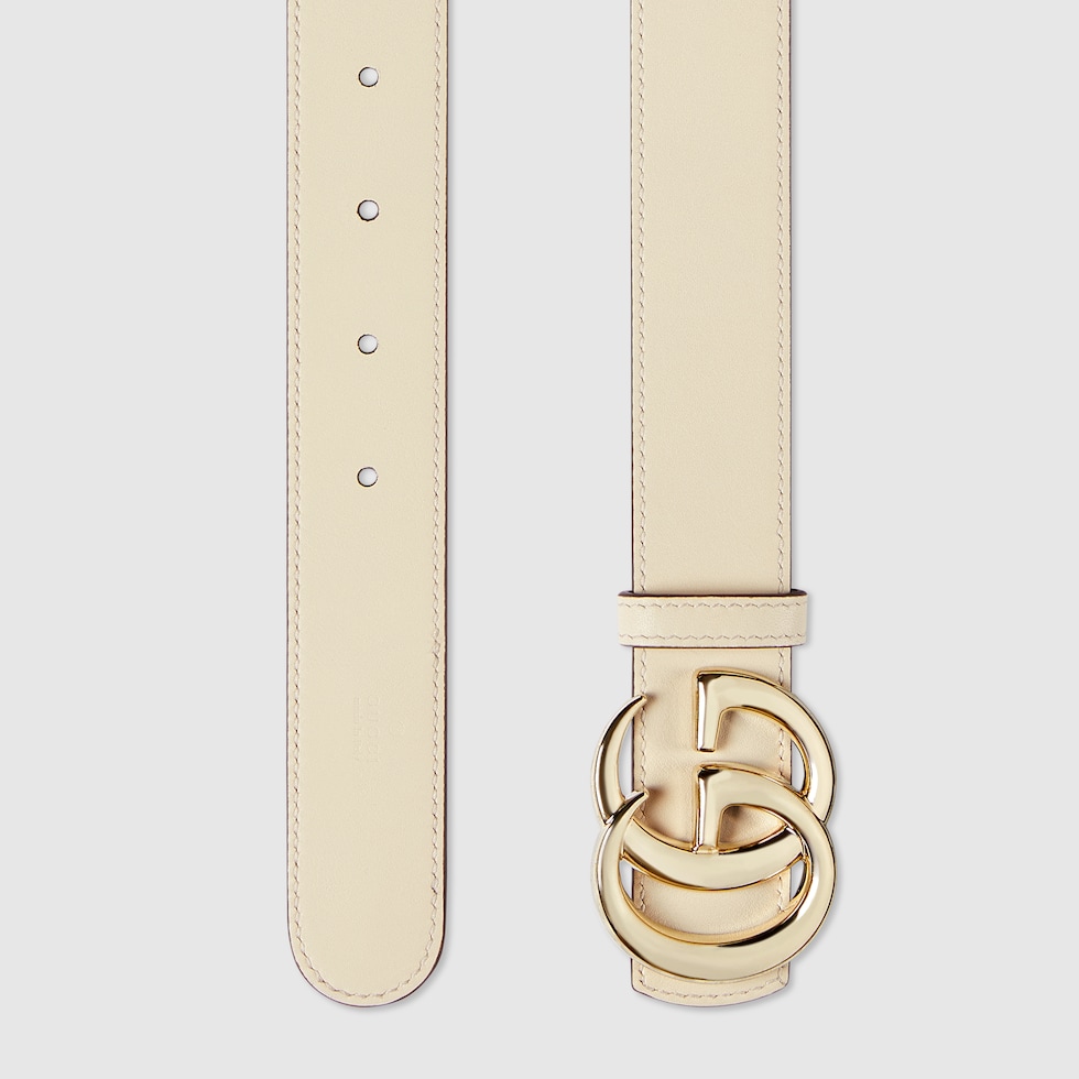 Reversible GG Marmont belt in beige Supreme and ivory leather | GUCCI® US