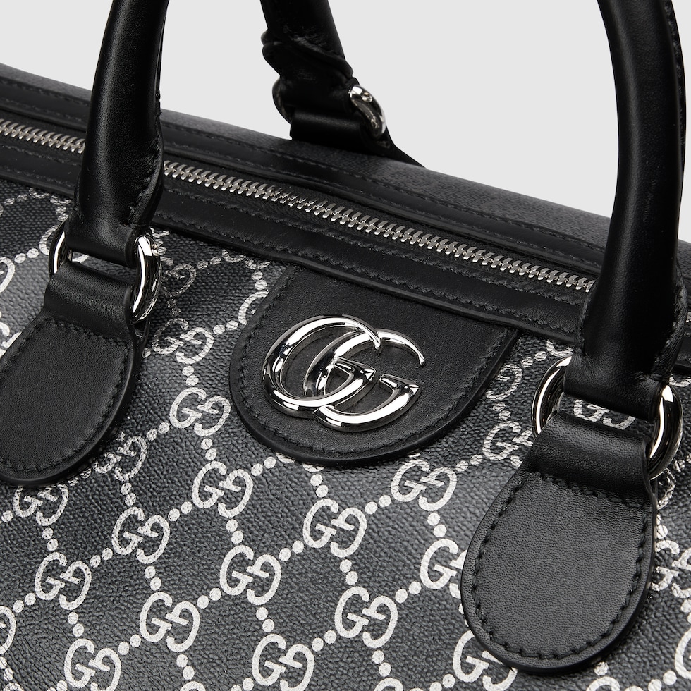 GG medium duffle bag in silver GG fabric | GUCCI® SG