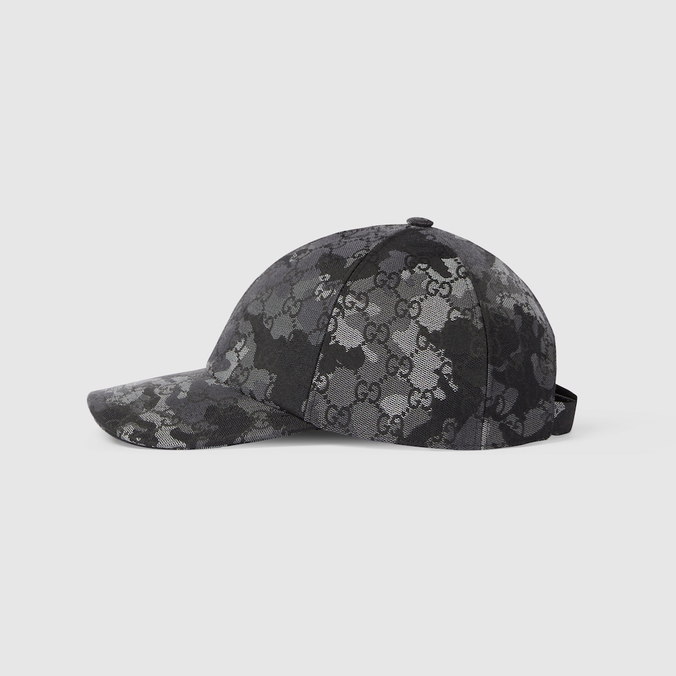 GG marbled canvas baseball hat in black and grey | GUCCI® AU