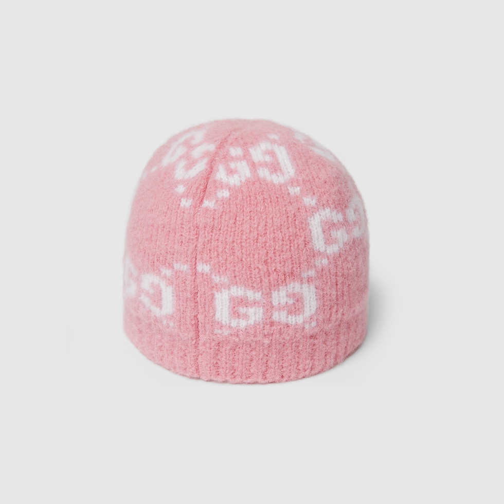 GG alpaca blend hat in pink and white | GUCCI® SG