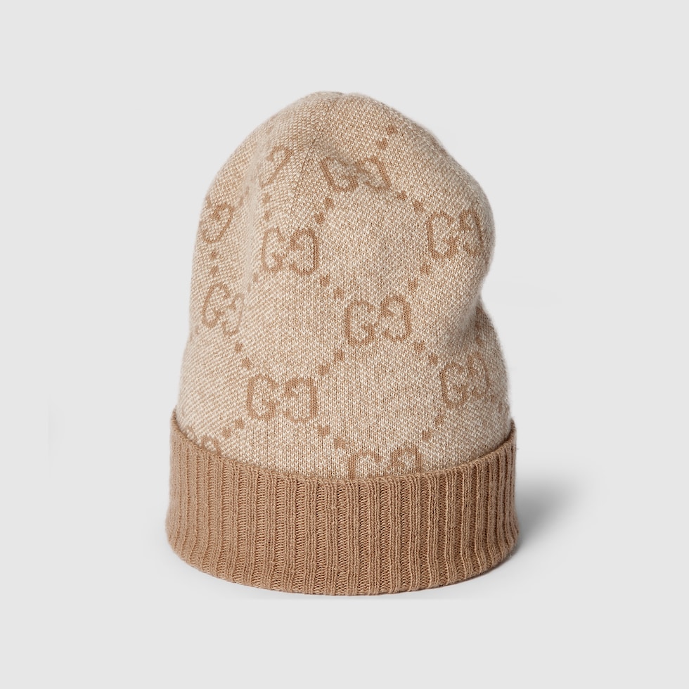 GG cashmere lamé hat in white and beige | GUCCI® CA