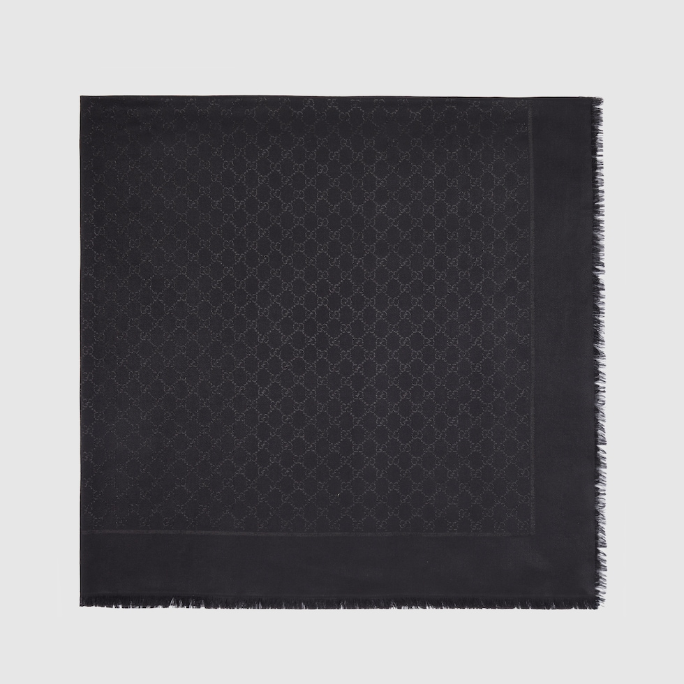GG silk wool lamé shawl in black | GUCCI® US