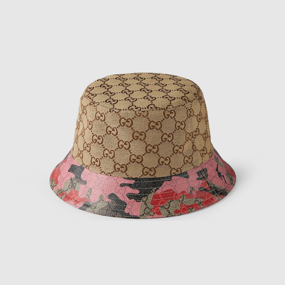 GG canvas bucket hat in beige and dark brown | GUCCI® SG
